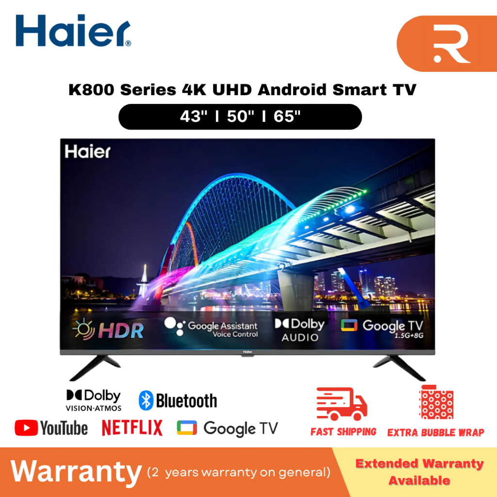 HAIER 43" /50" /65" 4K ANDROID LED TV UHD H43K800UG/ H50K800UG ...