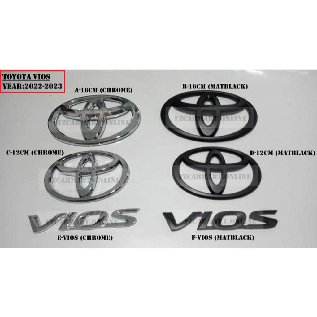TOYOTA VIOS YEAR:2022 TO 2023 EMBLEM LOGO - (ABS) | Shopee Malaysia