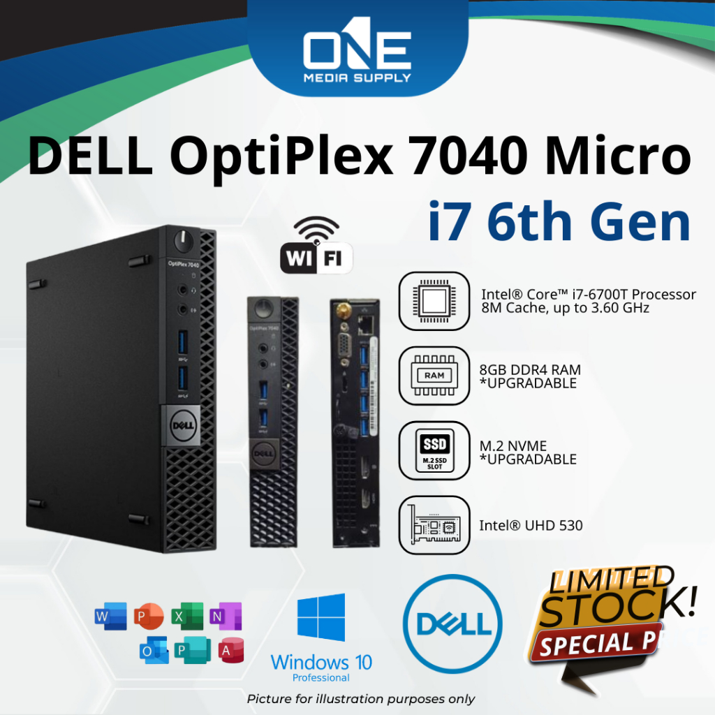 Dell Optiplex 7040 Micro Mini / i7-6700T / NVMe M.2 SSD UP TO 16GB RAM ...
