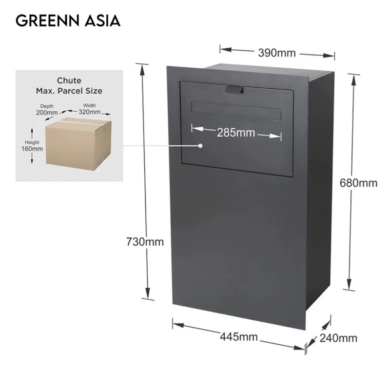 Anti-Theft Lockable Galvanized Steel Wall Embedded Mailbox with Back ...