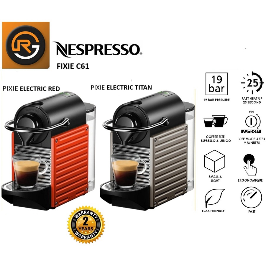 [FREE SHIPPING] Nespresso (C61-ME-TI-NE & C61-ME-RE-NE) Pixie Electric ...