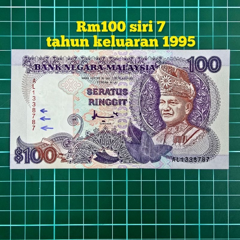 (A308) rm100 siri 7 duit kertas lama duit syiling lama barang antik barang lama mata wang lama ...