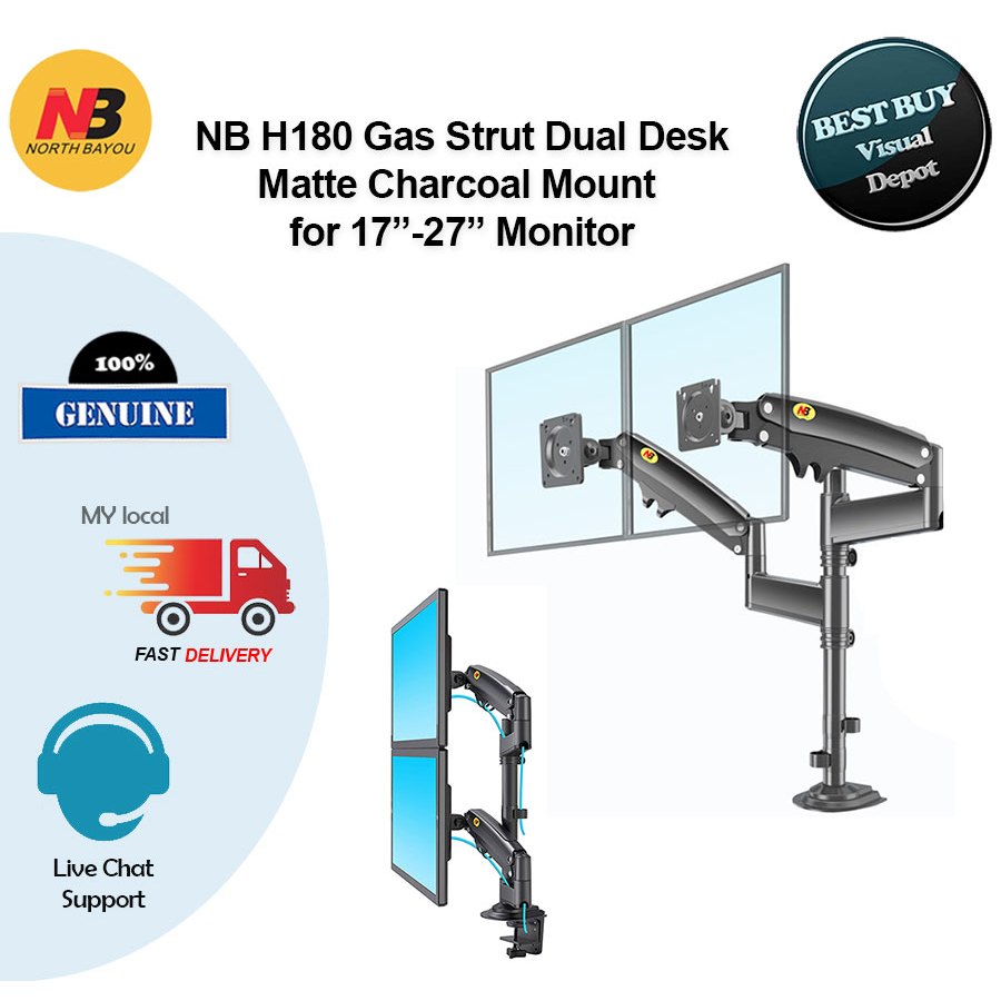 North Bayou H180 Gas Strut Dual Monitor Arm (22"–35") | Shopee Malaysia