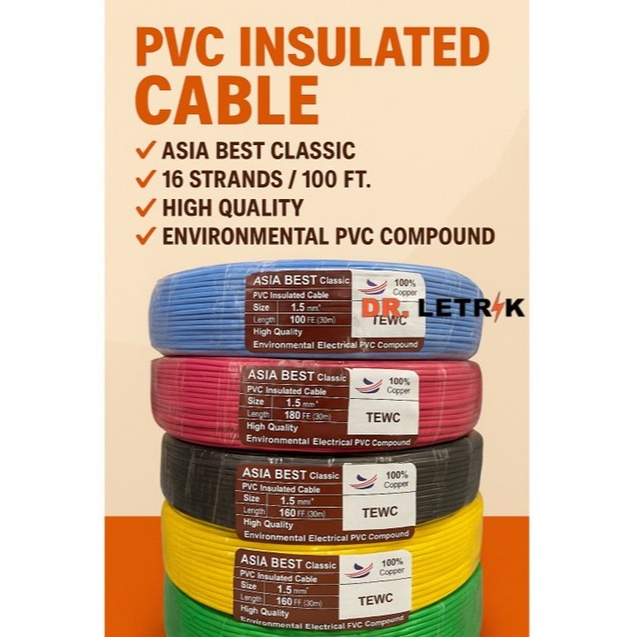 ( Sirim ) ASIA BEST 1.5mm 2.5mm Single Kabel Elektrik Wayar 100% Copper ...