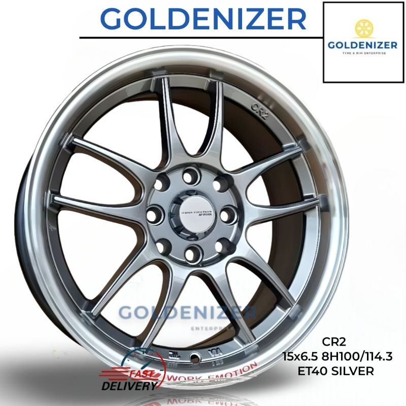 (2pc) Sport rim kereta wheels CR2 15x6.5 8H100/114.3 ET40 myvi,viva ...