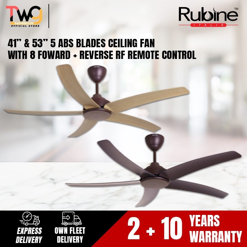 RUBINE BREEZA SERIES 41" & 53" 5 ABS BLADE CEILING FAN WITH REMOTE CONTROL RCF-BREEZA53-5B (53 ...