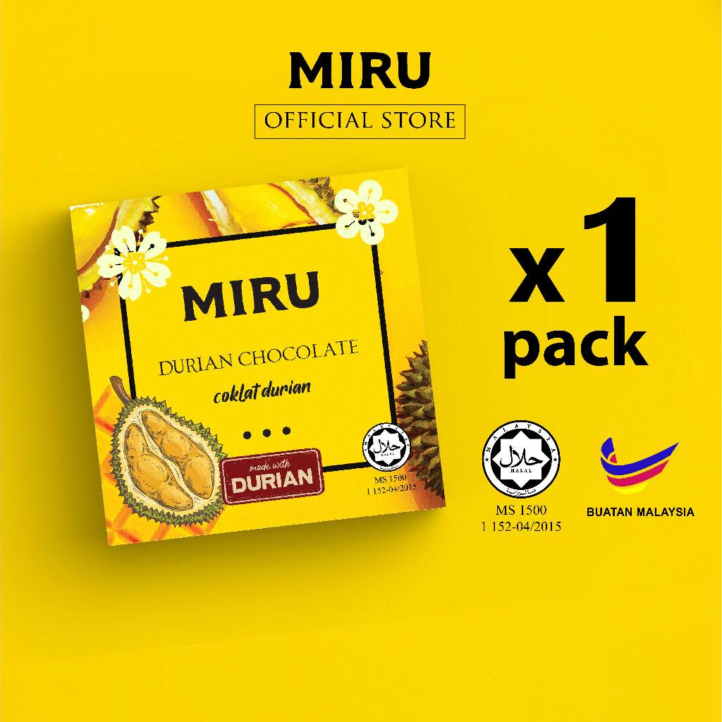 Halal Miru Premium Durian Chocolate | Premium Bar Coklat Durian Buatan ...