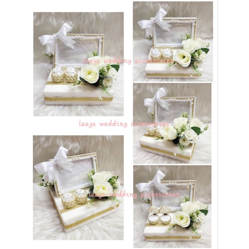 gubahan hantaran frame mas kahwin + 2pc bekas cincin(cream white ...