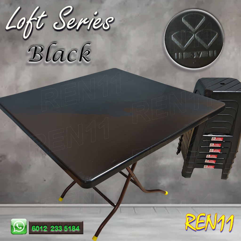 Black 3V Square Foldable Plastic Table - Grad A Original with Logo ...