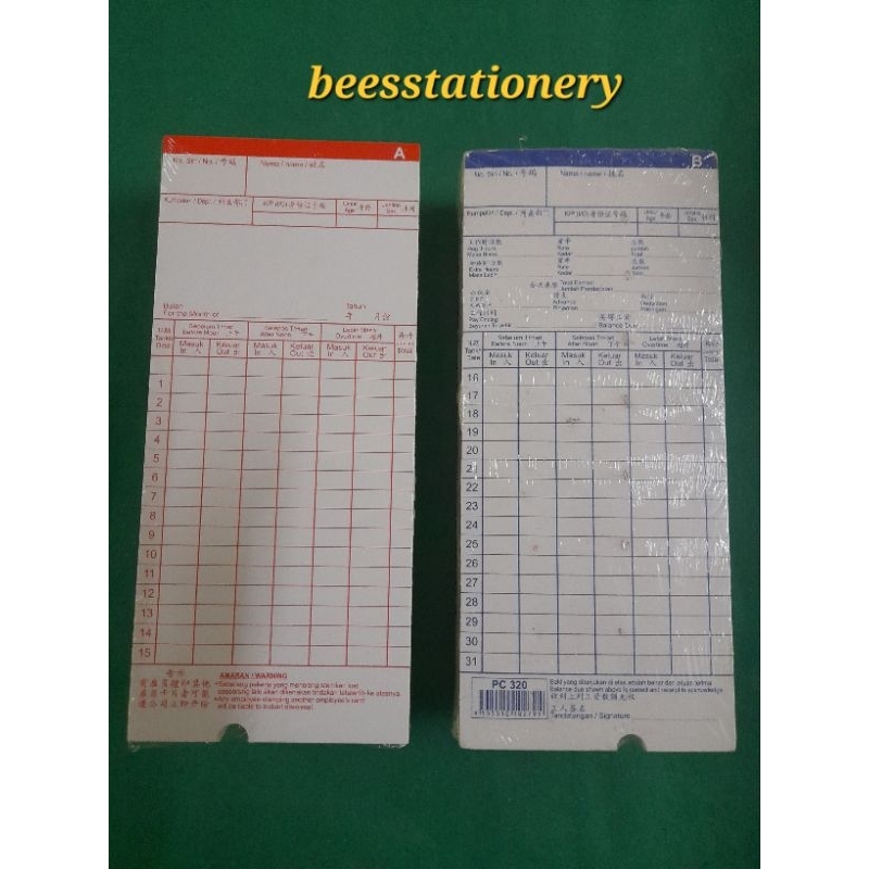 Punch Card / Time Recorder Card (100pcs) | Shopee Malaysia