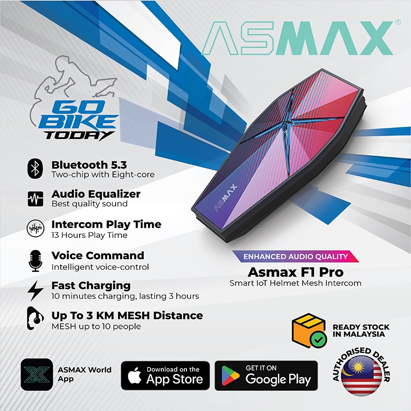 ASMAX Mesh Intercom F1 Pro | Premium Bluetooth Intercom Motor MALAYSIA ...