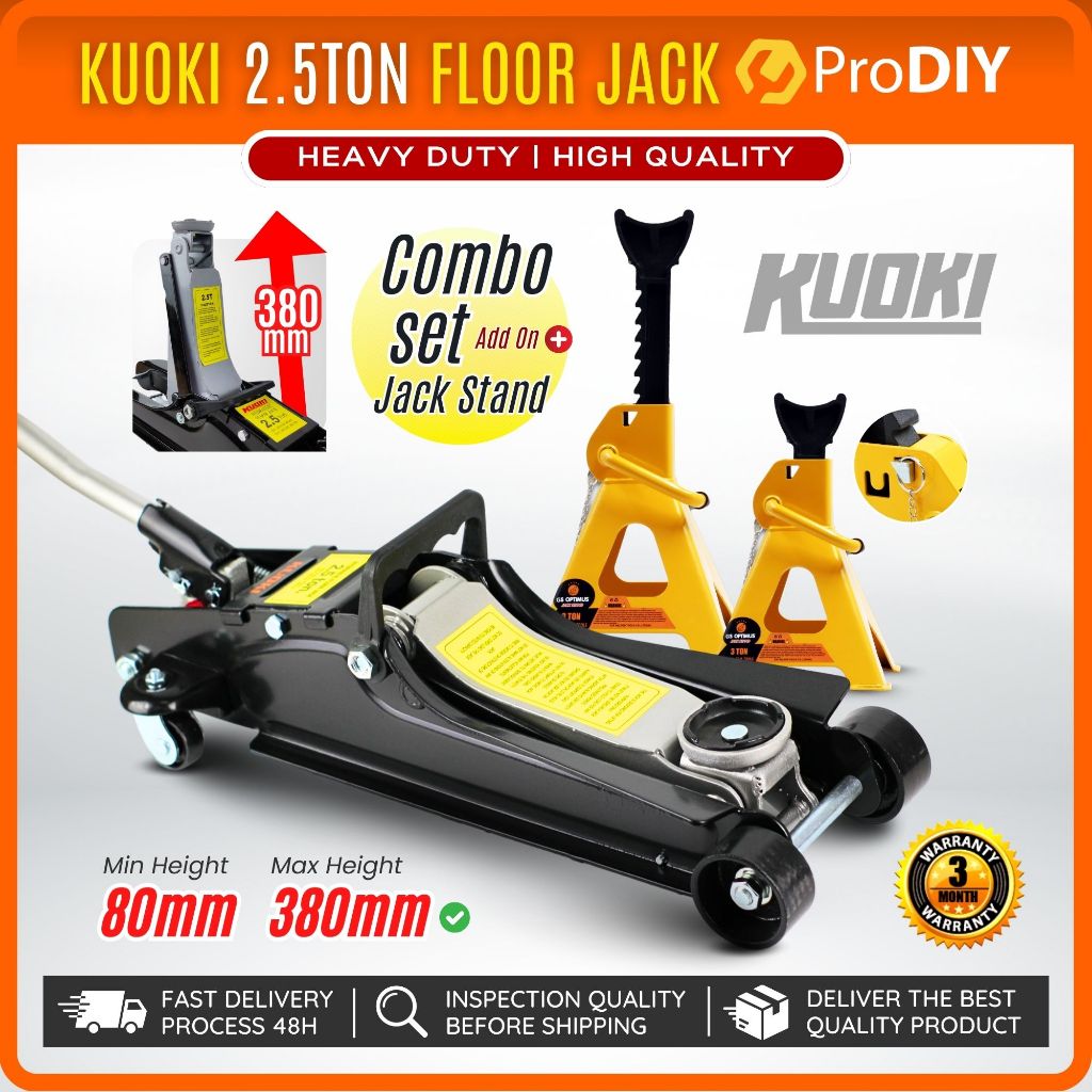 KUOKI 2.5 TON Floor Jack Low Profile 80mm - 380mm Lifting Automotive ...