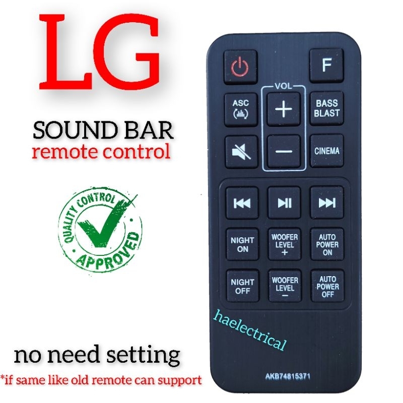 LG SOUND BAR REMOTE CONTROL (OEM) | Shopee Malaysia