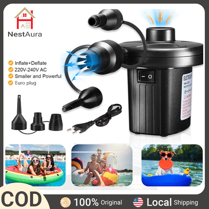 220V 3 in 1 Car Electric Air Pump Home Inflate Deflate For Air Mattress ...