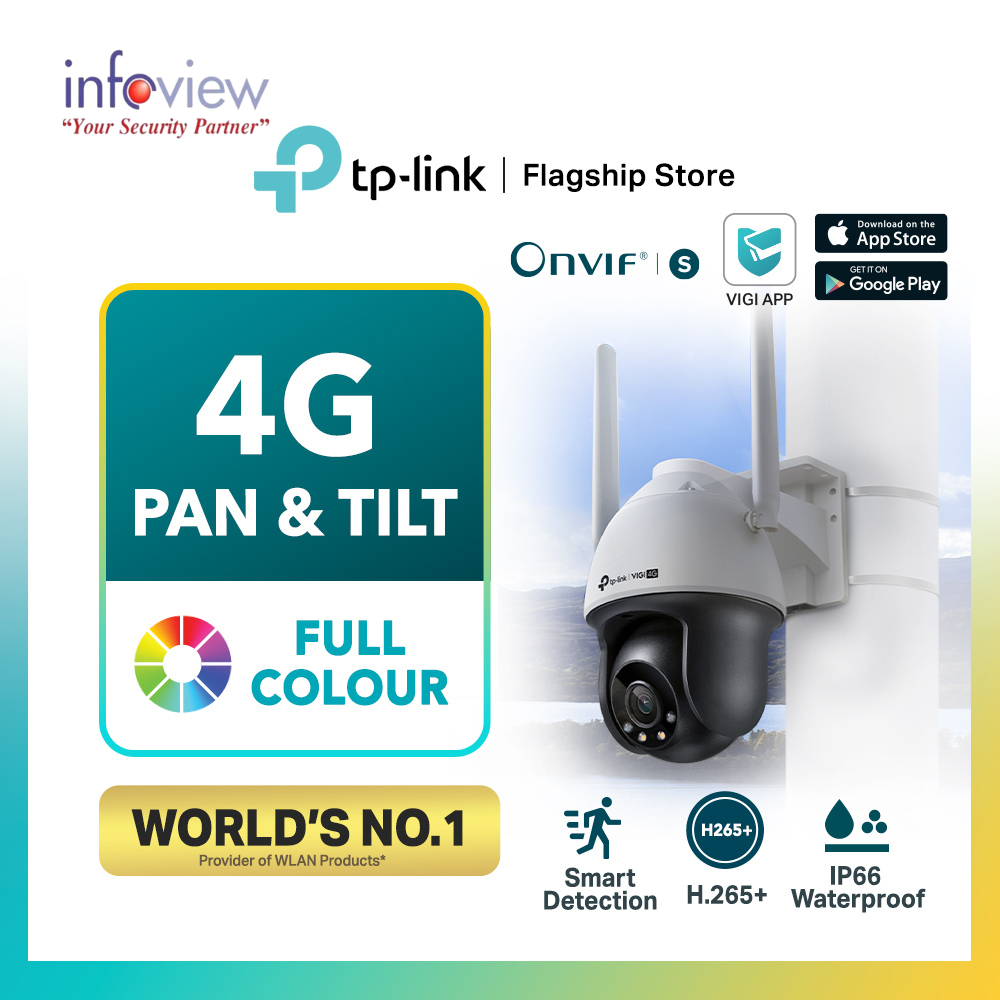 TP-Link 4G SIM Card 4MP CCTV Camera Outdoor IP66 Waterproof Pan Tilt Full-Color Wi-Fi Camera ...