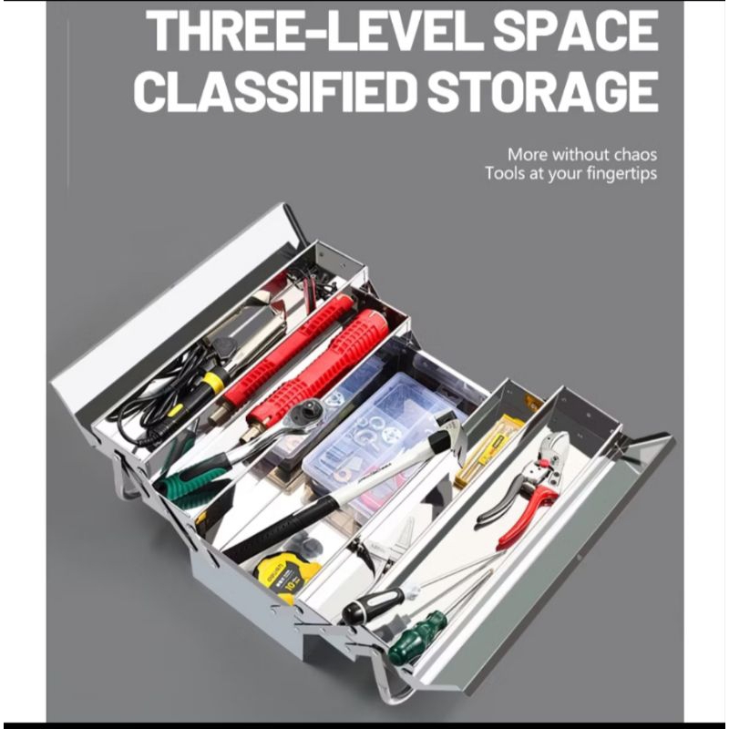 2 Layer 3 Layer Stainless Steel Toolbox Set Folding Household Storage ...