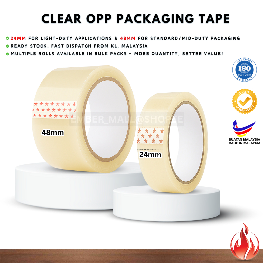 Clear OPP Packaging Tape Cellophane Cello Tape– 24mm & 48mm Width ...