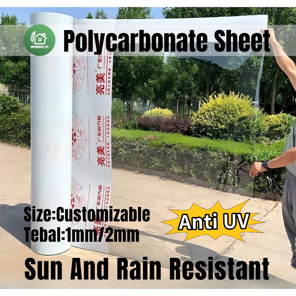 Polycarbonate Sheet/Tebal 1mm/2mm/Pc Flat Transparent Roof/Atap Cerah ...