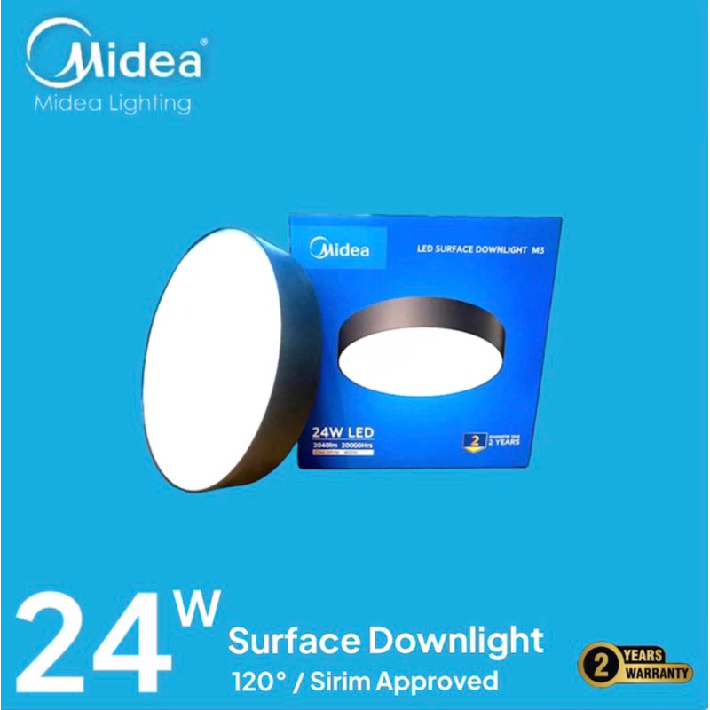 Midea Lighting Surface Downlight Round Black M3 (24W) MDL-DLM80R24W-03B ...