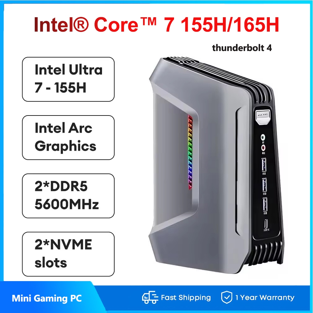 F12 AI 14th Intel Gaming Mini PC Ultra 7 155H 165H Thunderbolt4 2xDDR5 ...