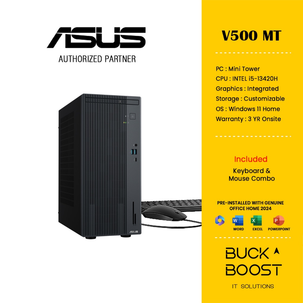 Asus V500 Mini Tower (V500MV-13420H047WS) Desktop PC ( i5-13420H / 512GB / W11PRO / 3Y ...