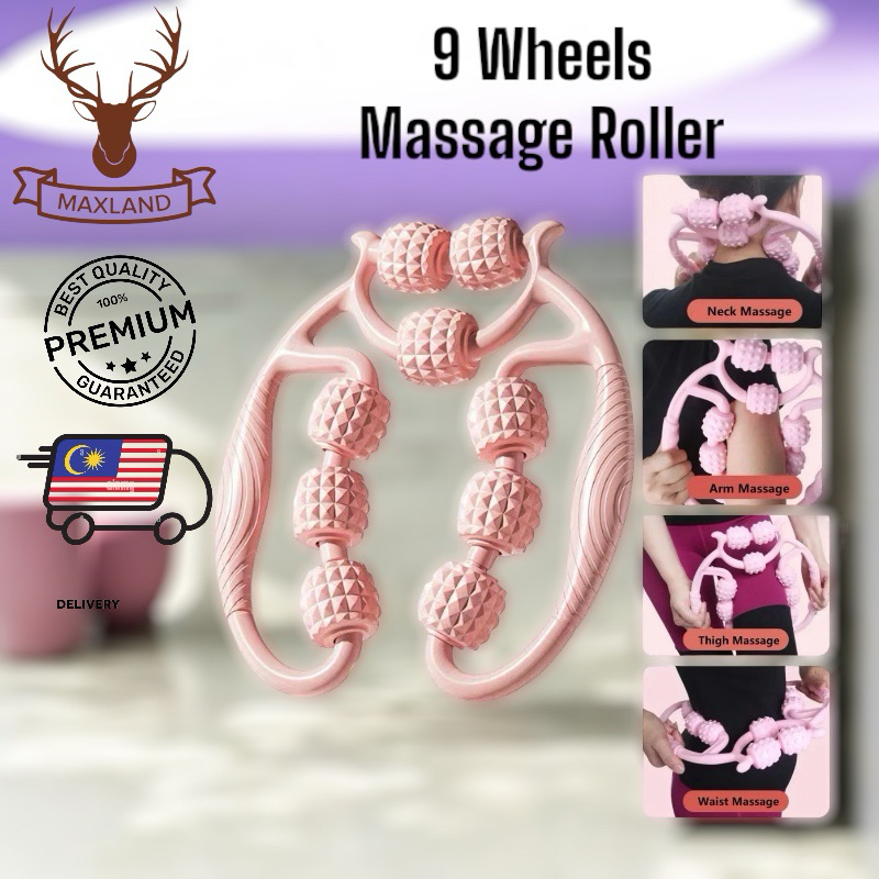 9 Wheels Massage Roller Foam Roller Muscle Relaxer Hand Skinny Leg ...