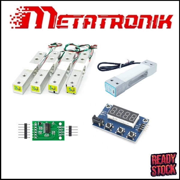 LOAD CELL WEIGH SENSOR MODULE STAIN GAUGE 1KG-20KG AND HX711 AMPLIFER ...