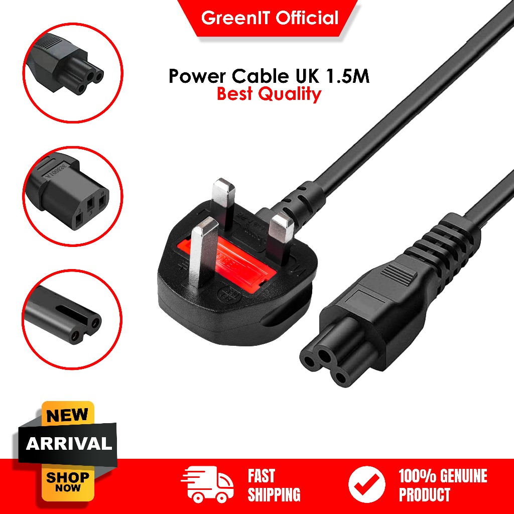 3 Pin Power Cord For Laptop With Fuse POWER CABLE 3 PIN / 2 PIN / C13 ...