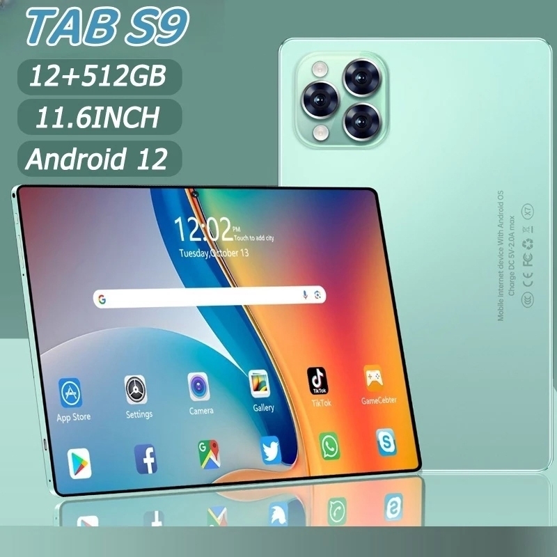 Tablet Baru Asli Galaxy S9 16GB+512GB PC Skrin Besar Android 12 Kad SIM ...