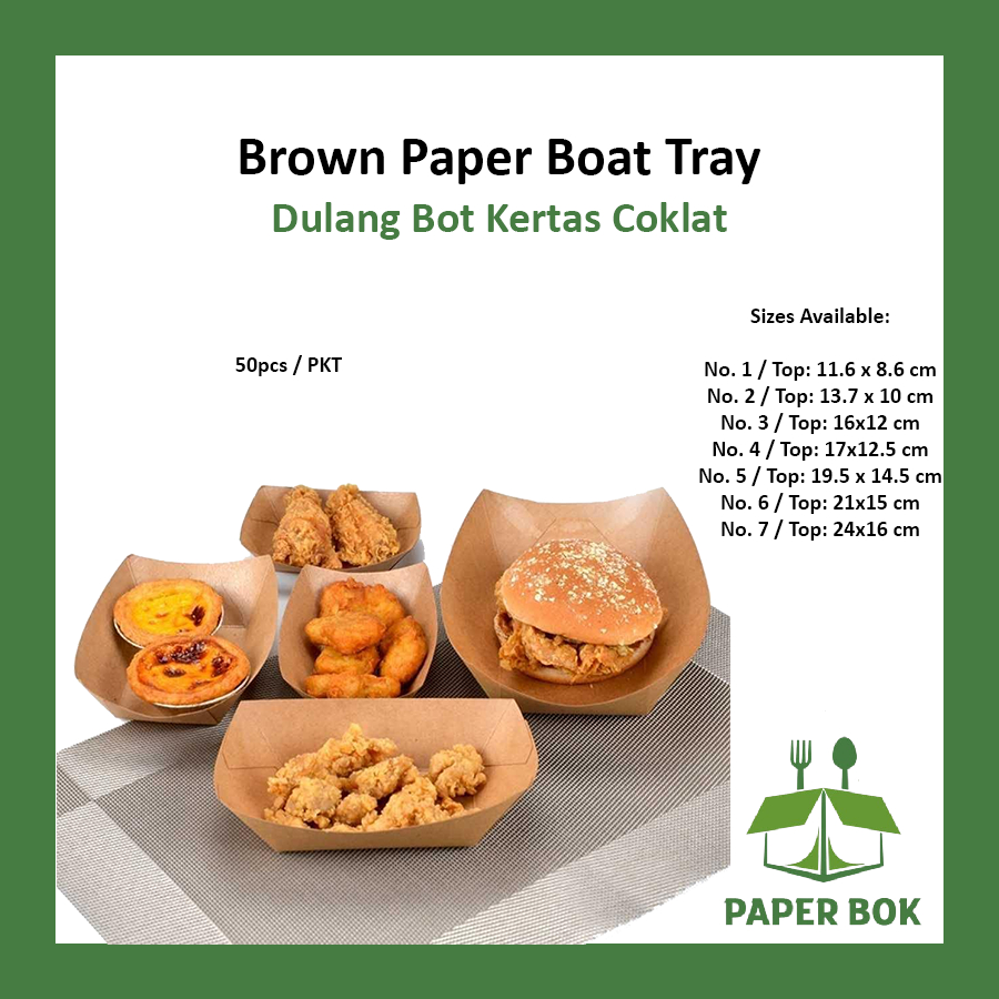 [50pcs] Brown Paper Open Tray / Krathong Tray / Rain Drop Tray / Paper ...