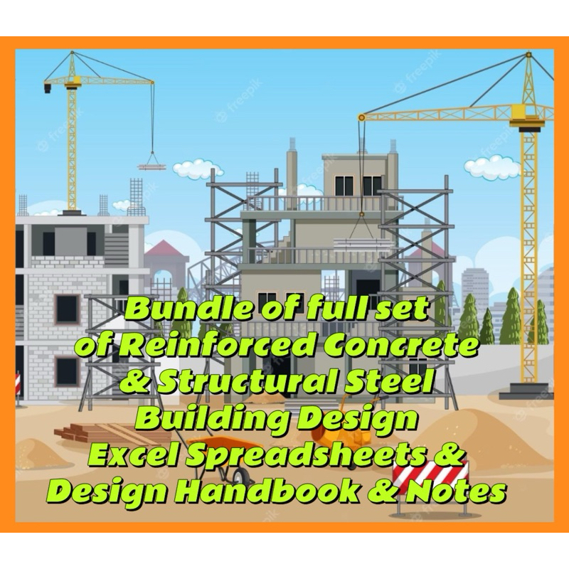 Bundle of full set of Reinforced Concrete & Structural Steel Building Design Excel Spreadsheets ...