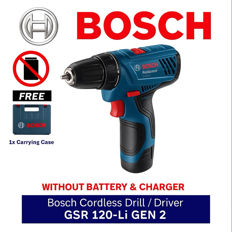 Bosch GSR 120-LI Gen 2 (Tool Only – No Battery/Charger) | Shopee Malaysia