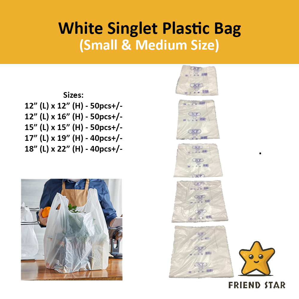 Beg Plastik Putih (Small & Medium Size)White T-Shirt Singlet Plastic ...
