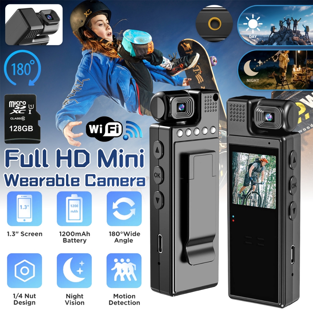 Mini Body Camera Full HD Sport Camera 180° Rotate Video Camera Night ...