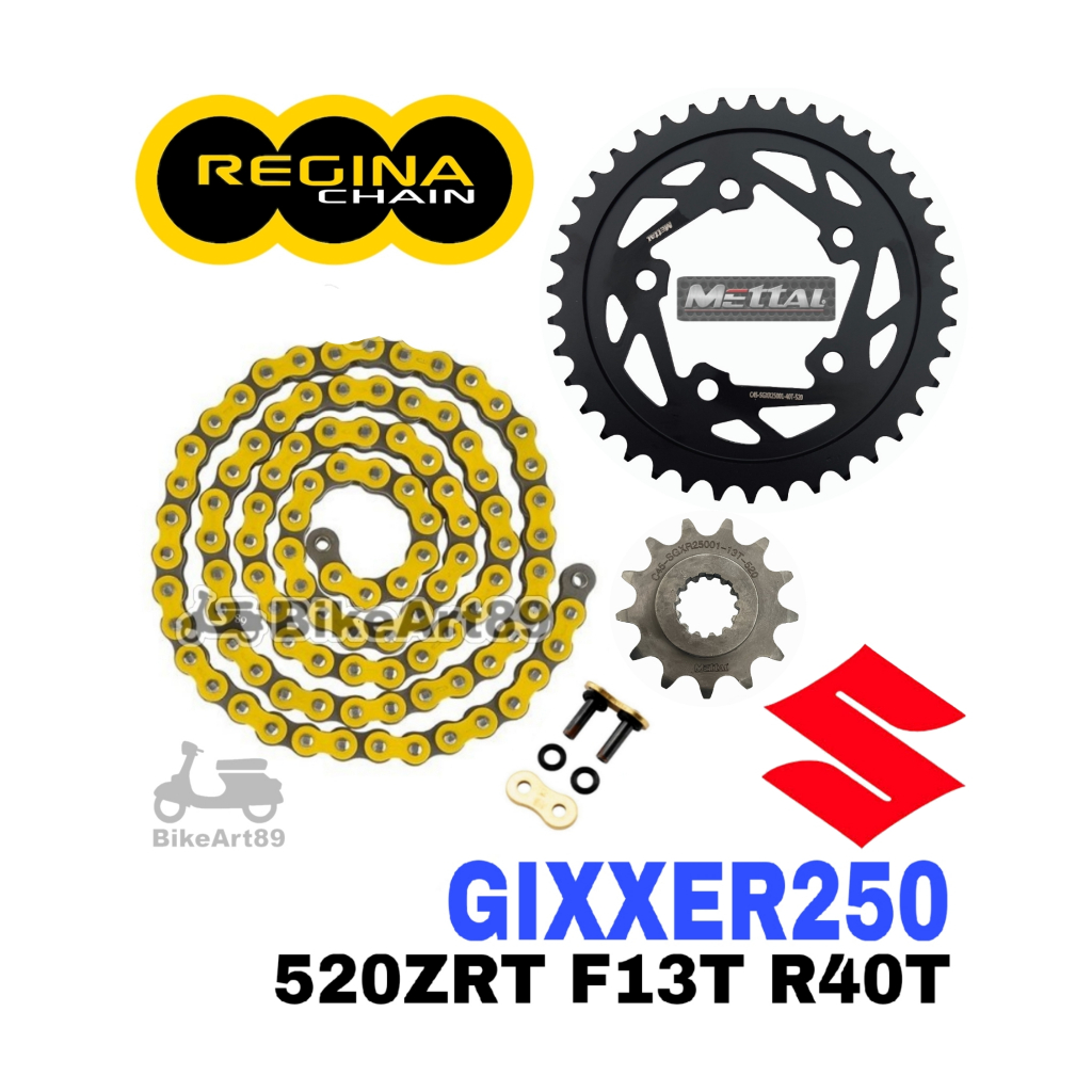REGINA Sprocket Set SUZUKI GIXXER250 520 ZRT ZRA Black Gold Chain 116L ...
