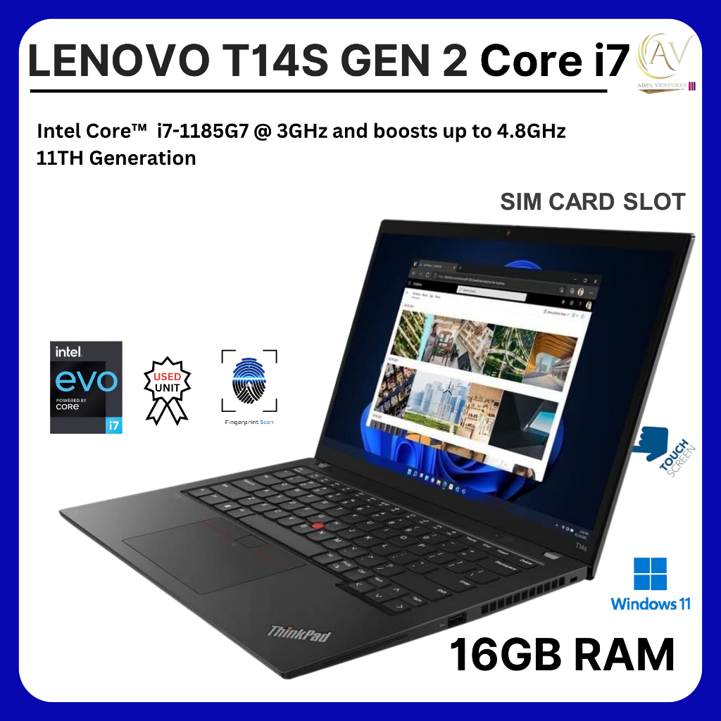 Lenovo ThinkPad T14s Gen2 (14”FHD)11th Generation Core i7-1185G7 ...