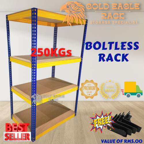 RACKEAGLE🦉BLUE YELLOW COLOR📢FREE🚛 Boltless Rack Storage Rack/Rak Besi ...