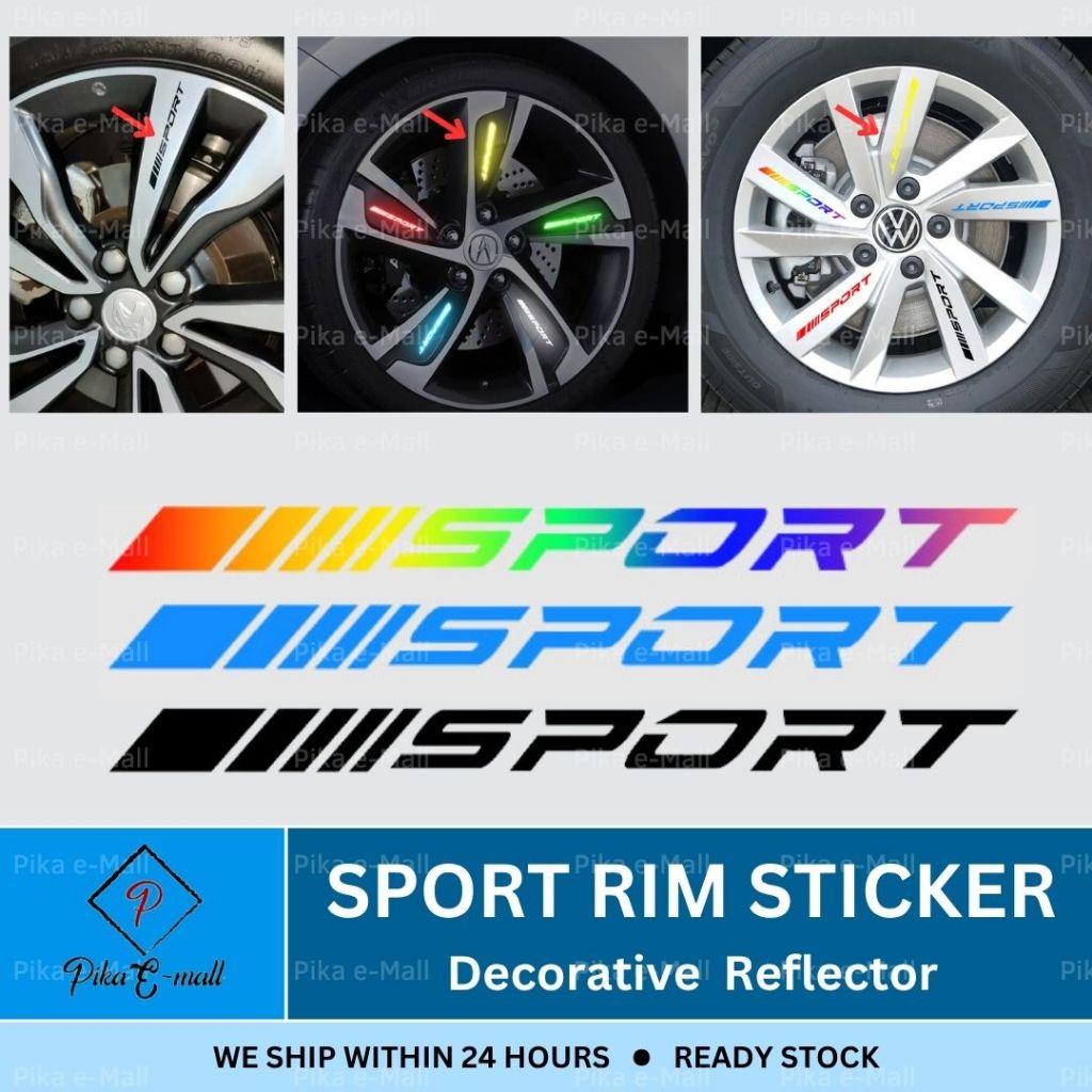 4PCS Car Sport Rim Sticker Reflective Stripe Logo Car Sticker Tire ...