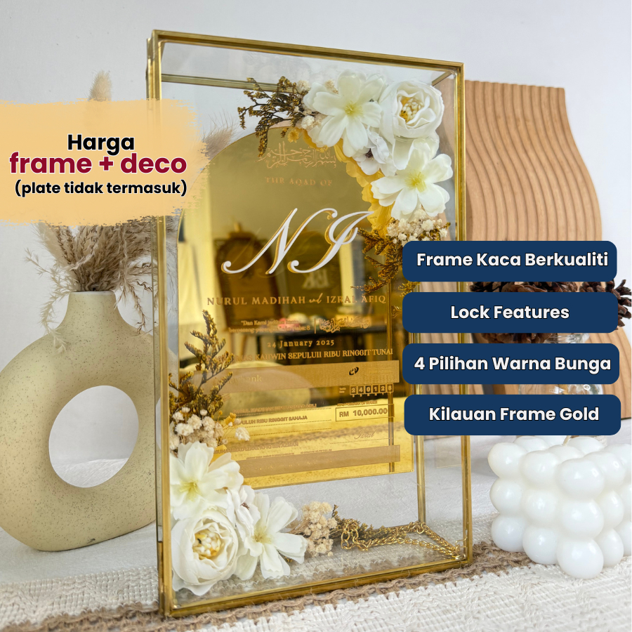 [Add on] Frame Mas Kahwin Kaca Hana Series Gubahan - Mahar Akad Nikah ...