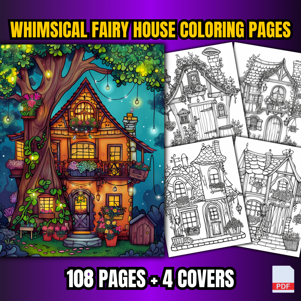 [PDF] 108 Whimsical Fairy House Coloring Pages For Kids | Shopee Malaysia