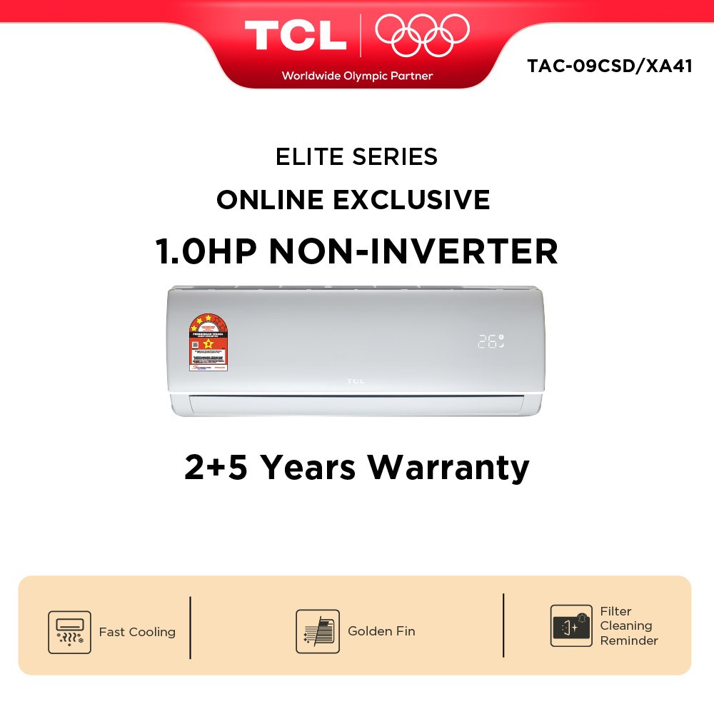 TCL 1.0HP Non-Inverter Air Conditioner R32 Online Exclusive Golden Fin ...