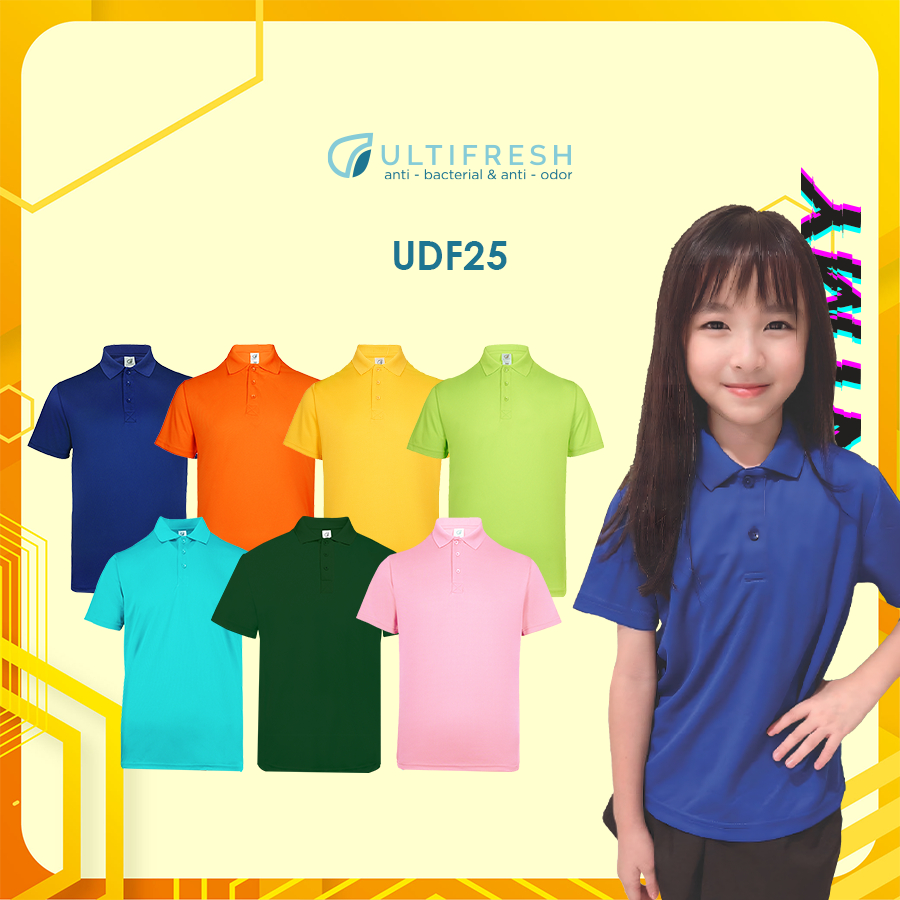 UDF25 (2) Ultifresh Unisex Kids Polo T-Shirt 100% Performance Dri-Fit ...