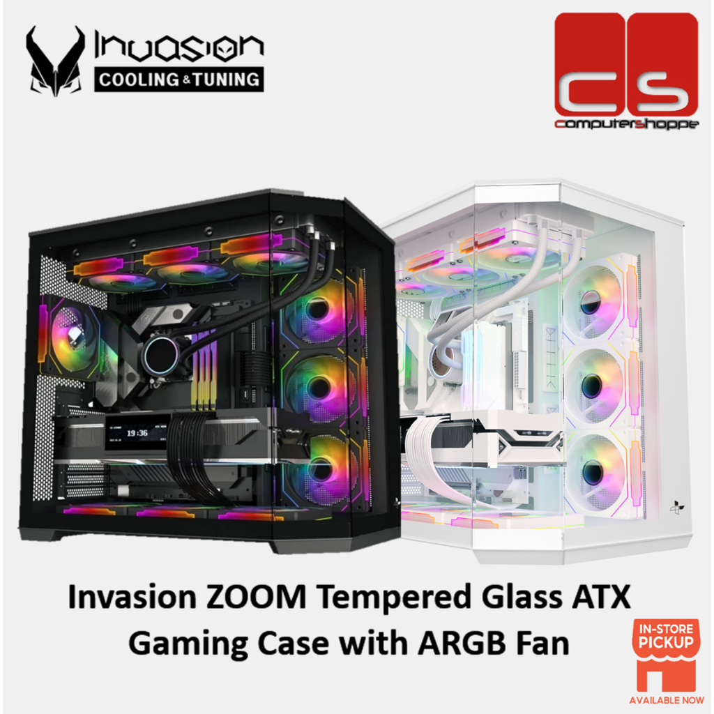 Invasion ZOOM Tempered Glass ATX Gaming Case BLACK COLOR & WHITE COLOR ...