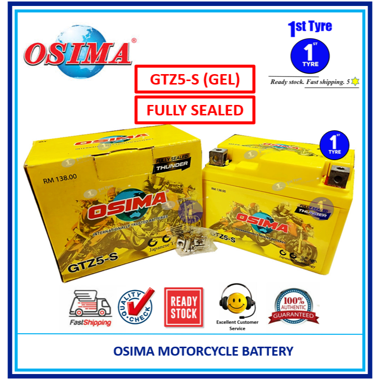 BATERI MOTOSIKAL OSIMA FULLY SEALED GEL BATTERY GTZ5-S GTZ4V YTZ5 YTZ5S ...