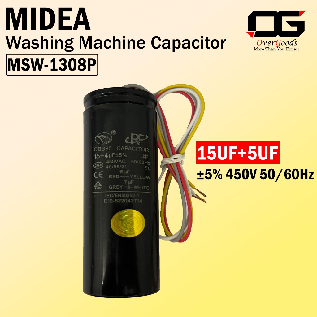 Midea MSW-1308P Washing Machine Capacitor 15UF+5UF (2 IN 1) Washing ...