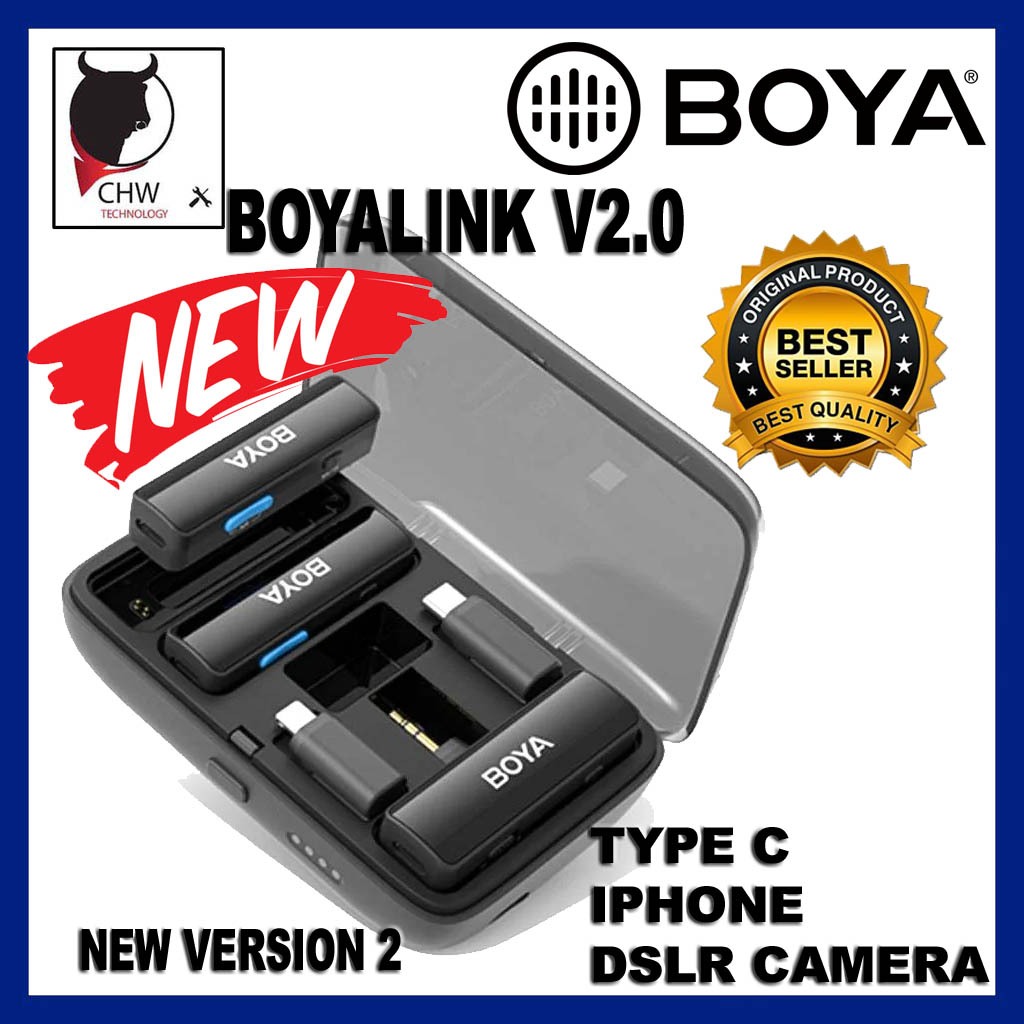 BOYA BOYALINK V2.0 NEW VERSION 2 WIRELESS MICROPHONE FOR IPHONE & TYPE ...