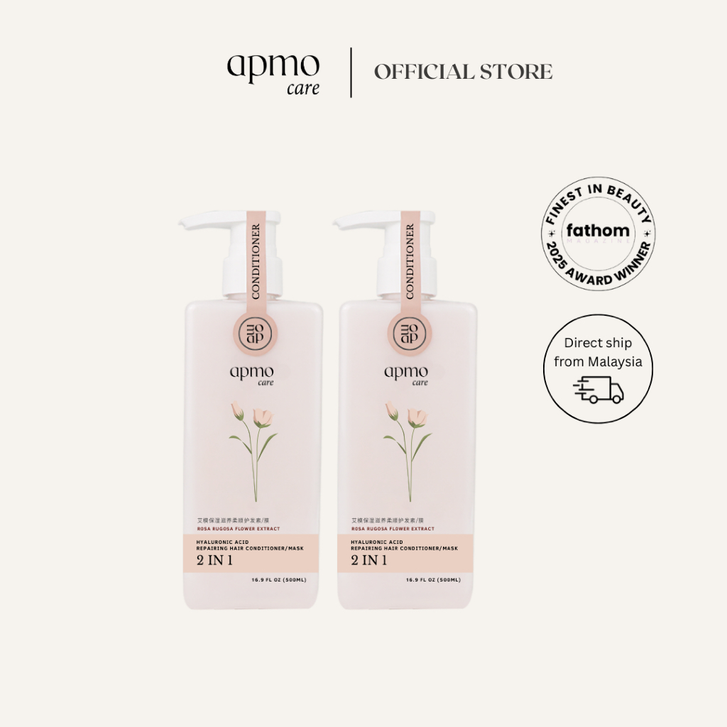 Apmo Hyaluronic Acid Repairing 2-in-1 Hair Conditioner & Mask 500ML x2| Frizz Control, Deep ...