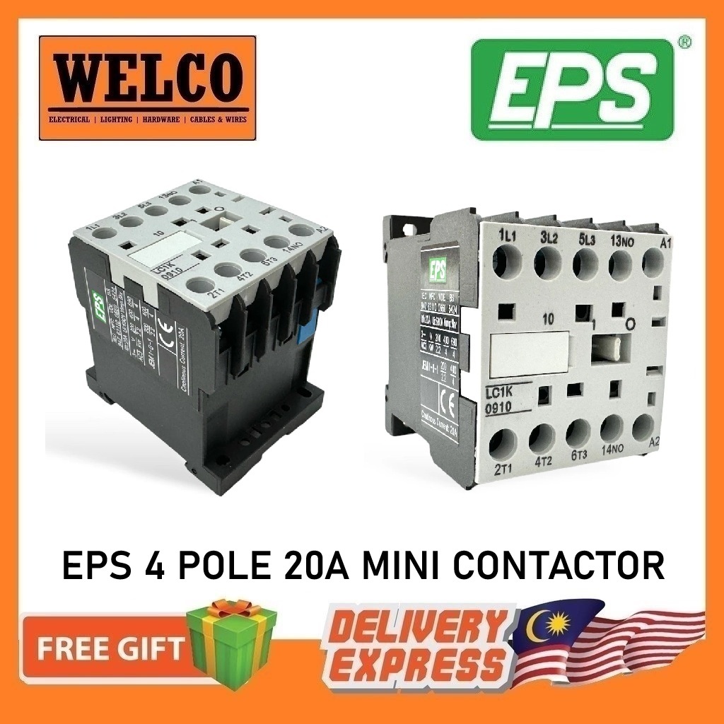 EPS 4 POLE 20A MINI CONTACTOR 240V COIL (LC1K0910) | Shopee Malaysia
