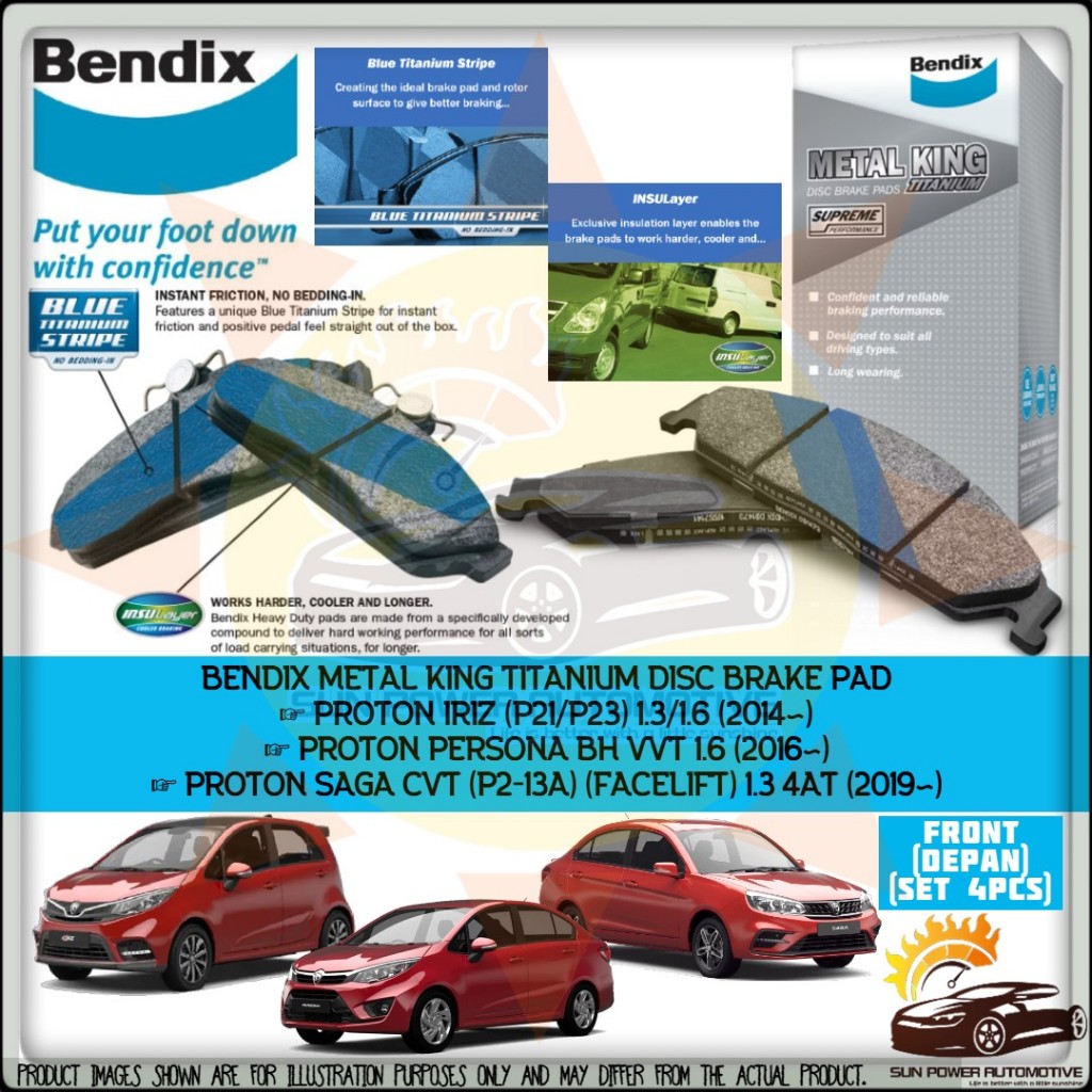 BENDIX METAL KING TITANIUM MKT Proton Iriz Persona BH VVT Saga CVT ...