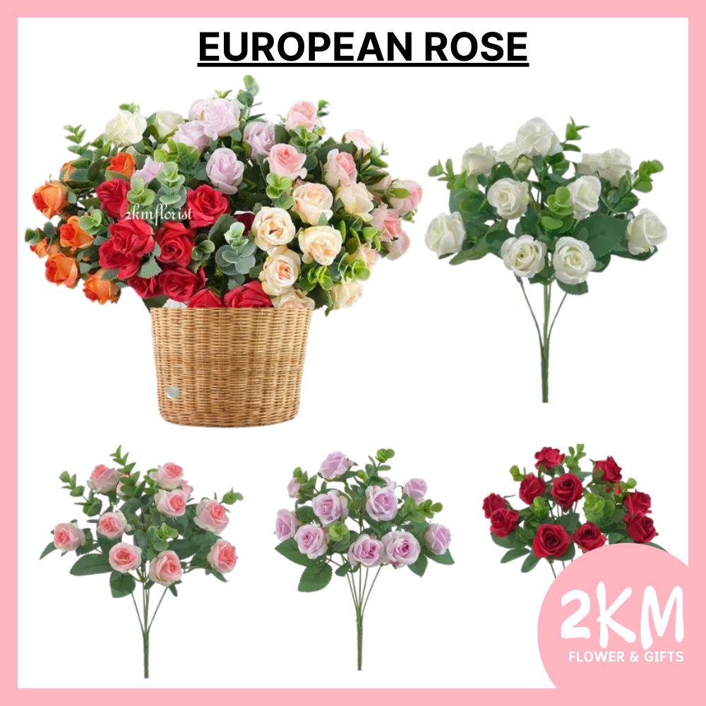 EUROPEAN ROSE Artificial Fake Flower Bunga Wedding Kahwin Pelamin ...